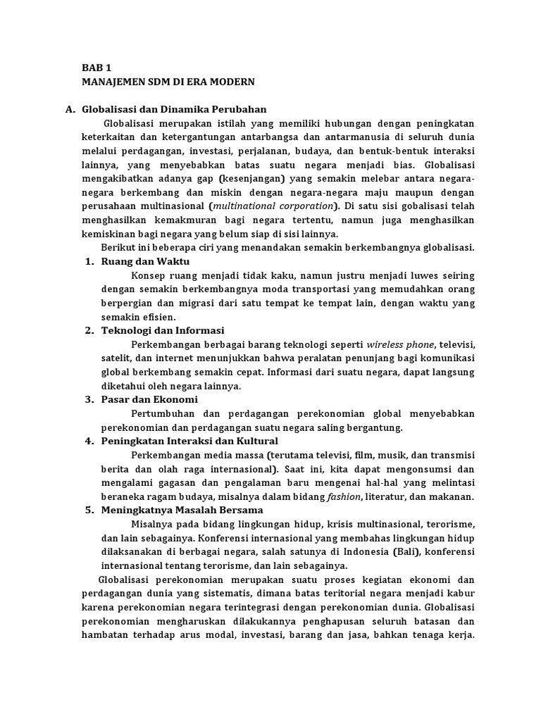 Bab 1 Manajemen SDM Di Era Modern-1 | PDF