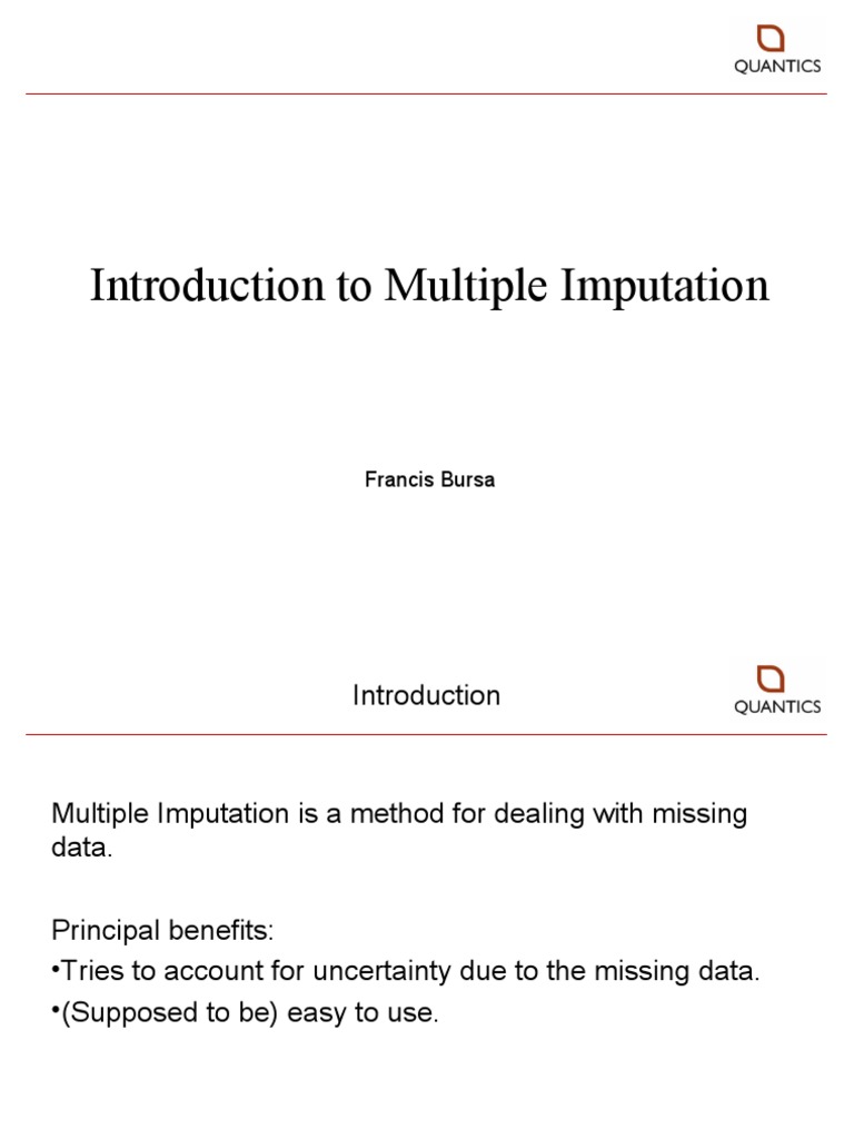 Introduction To Multiple Imputation: Francis Bursa | PDF | Statistical ...