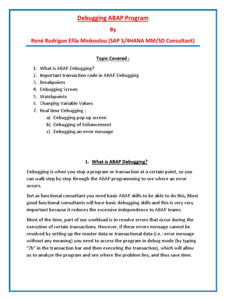 Debugging ABAP Program | Download Free PDF | Debugging | Information ... Debugging ABAP Program | Download Free PDF | Debugging | Information ...