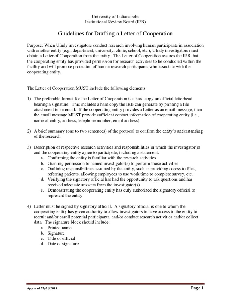 Guidelines Letter Cooperation | PDF | Institutional Review Board ...