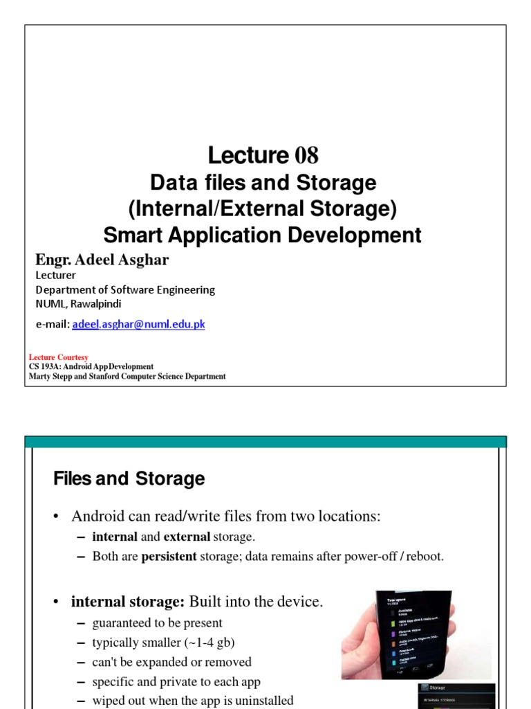 Data Files and Storage (Internal/External Storage) Smart Application Development | PDF ...