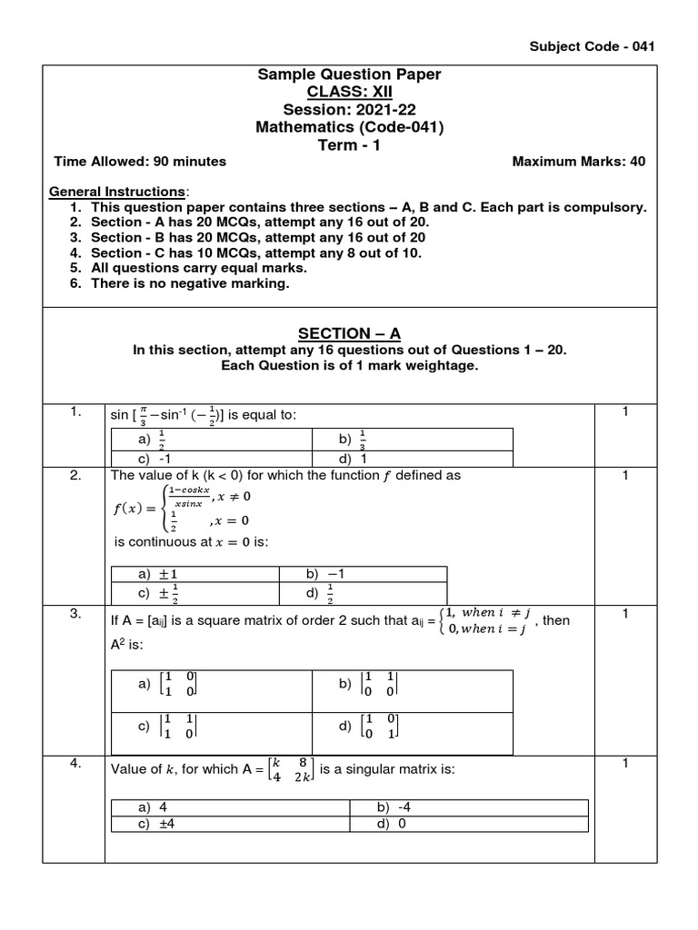 CBSE 12th Maths Sample Paper | PDF | Linear Programming | Speed
