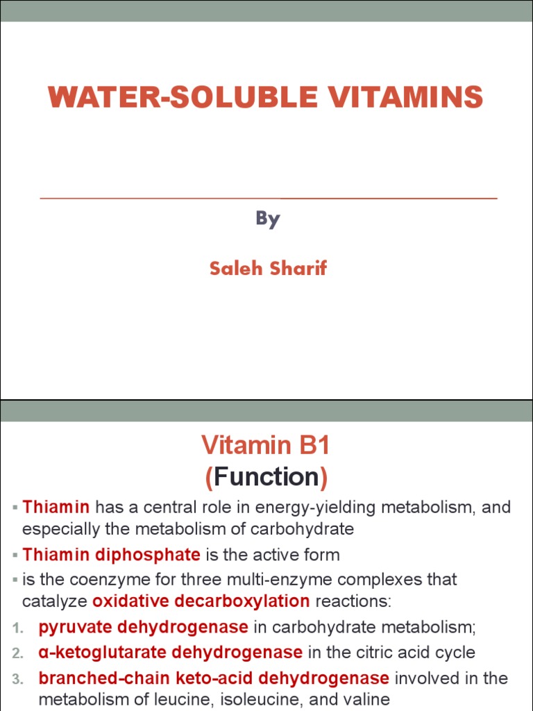 Water-Soluble Vitamins | PDF | Vitamin B12 | Metabolism