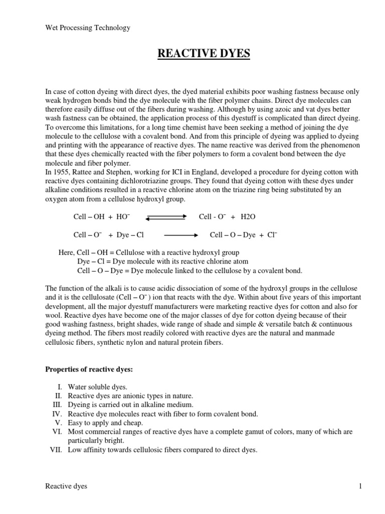 An In-Depth Look at Reactive Dyes for Cotton Dyeing: Properties ...