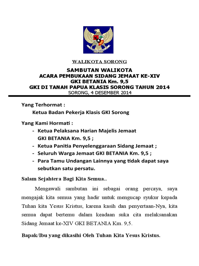 Sidang Jemaat GKI BETANIA KM 9,5 | PDF
