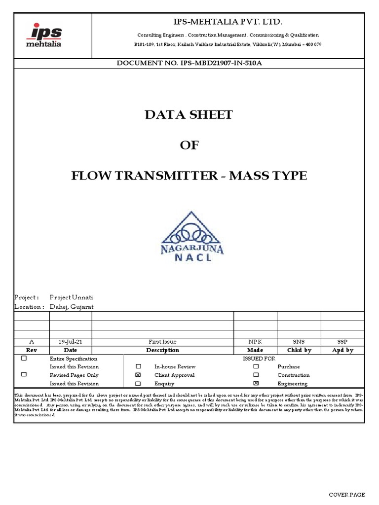 IPS-MBD21907-In-510A-Datasheet of Mass Flow Meter - A | PDF | Density ...