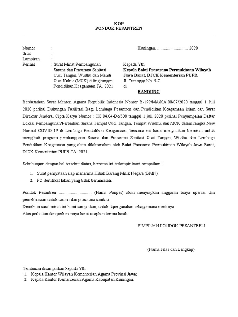 Contoh Surat Minat Serta (Form No 1) | PDF