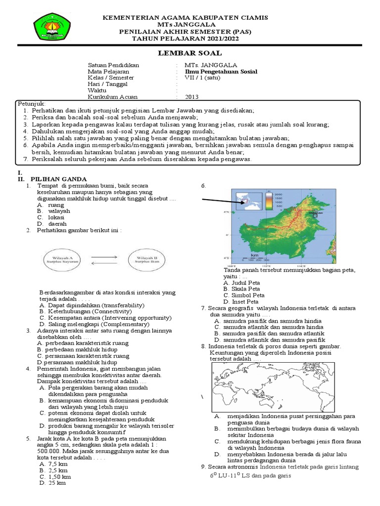 Naskah Soal Pas Ips Kelas 7 Tahun 2021-2022 | PDF