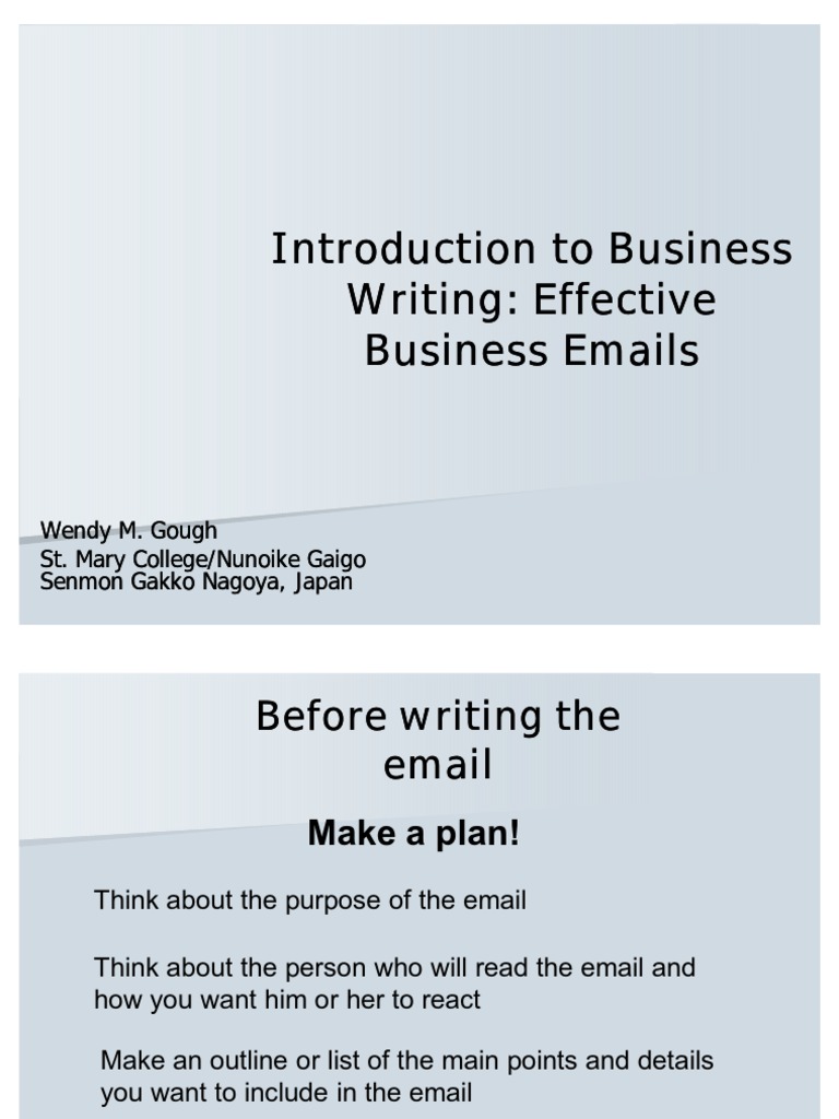 Business Email Writing | PDF | Phrase | Nonverbal Communication