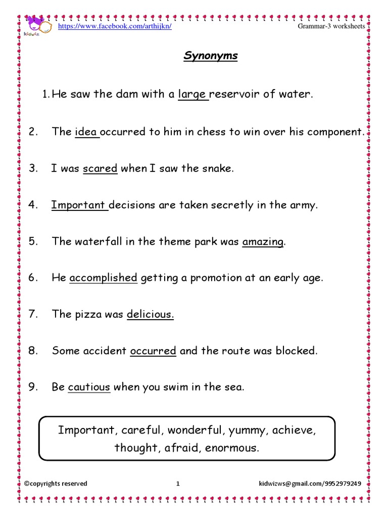 He Saw The Dam With A Large Reservoir of Water.: Synonyms | PDF