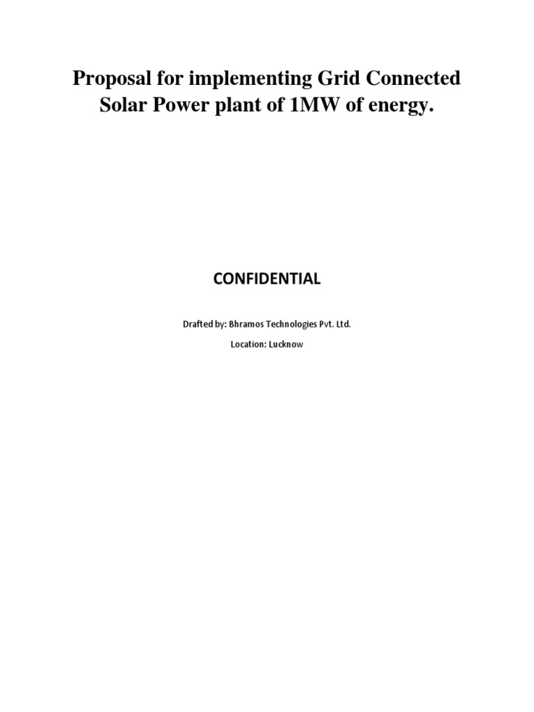 Proposal For Implementing Grid Connected Solar Power Plant of 1MW of ...