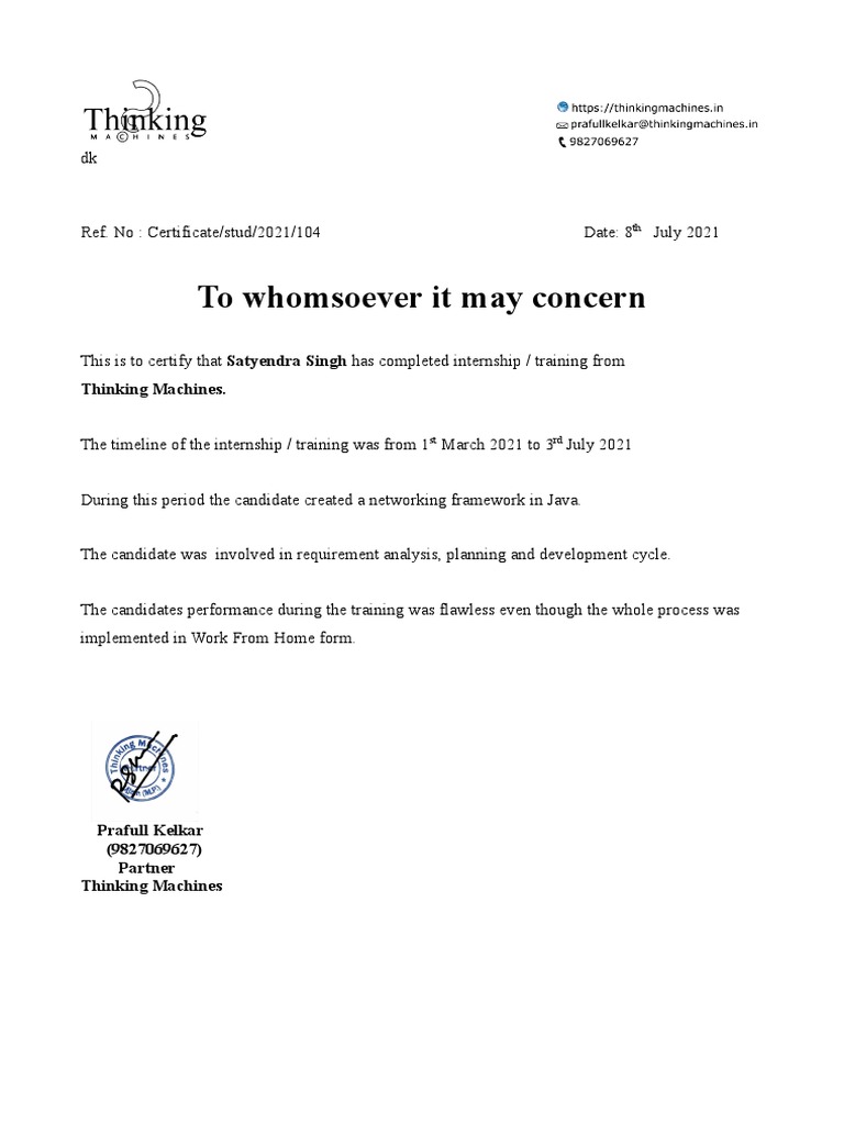 Satyendra - Singh - Releiving Letter | PDF