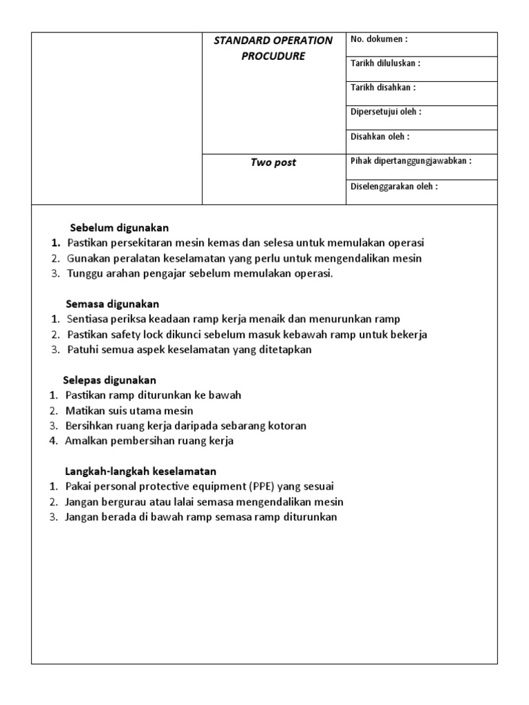Standard Operation Procudure | PDF