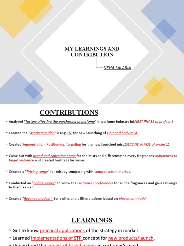 My Learnings and Contribution - 4 | PDF | Business