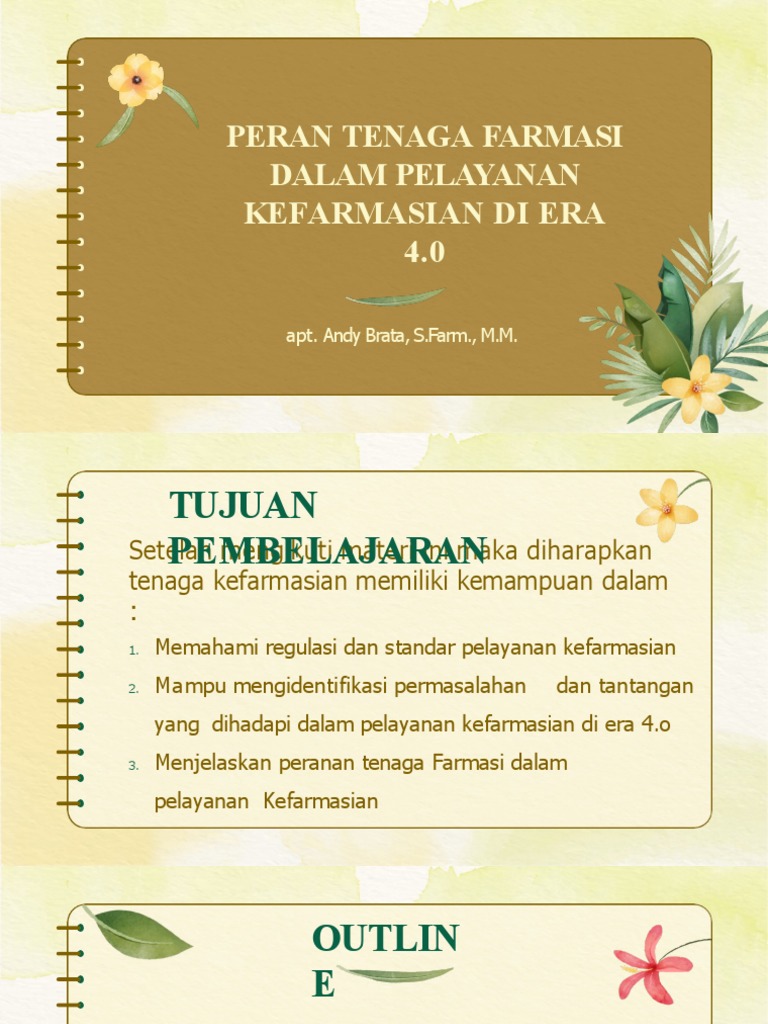 Peran Tenaga Farmasi Dalam Pelayanan Kefarmasian Di Era 4.0 | PDF