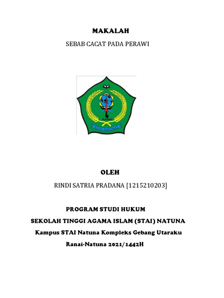 Sebab Cacat pada Perawi Hadits | PDF