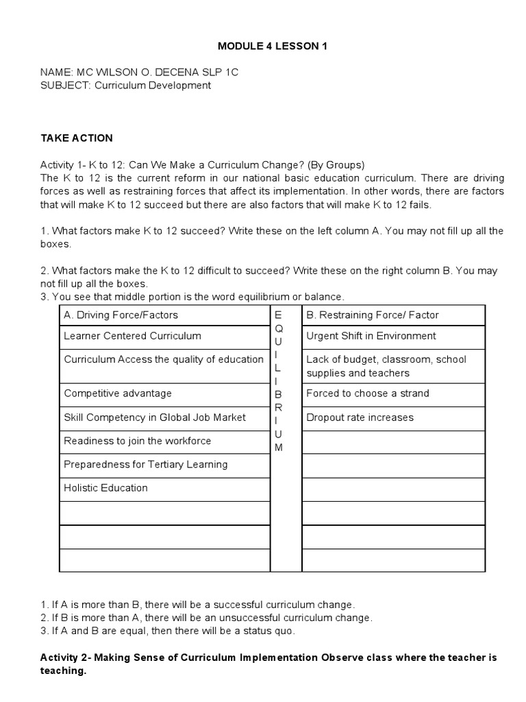 Decena Module 4 Lesson 1 | PDF | Curriculum | Teachers