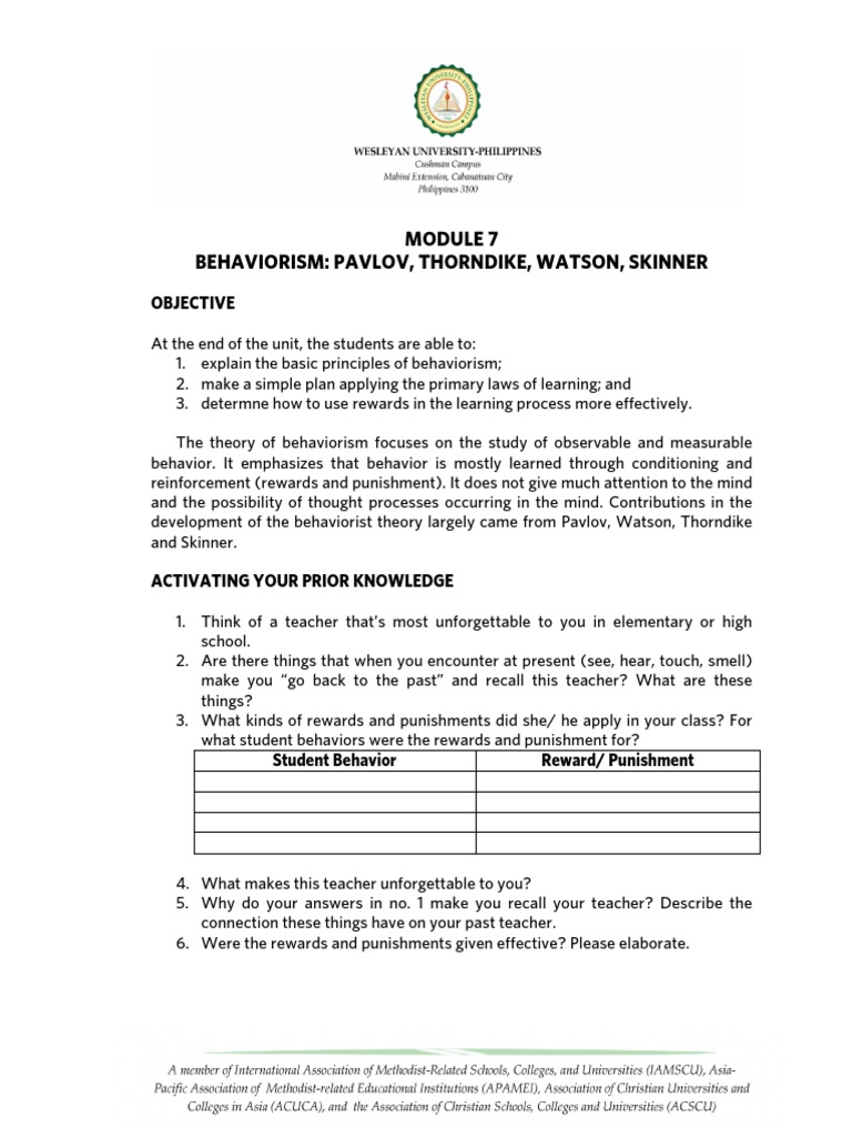 Module - Unit 7 - Facilitating - Learner - Centered Teaching | PDF | Reinforcement | Classical ...