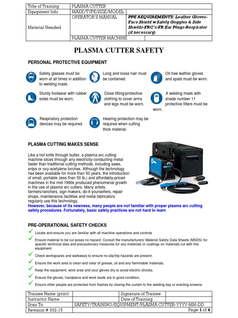 Plasma Cutting PPE and Safety Guidelines | PDF | Personal Protective ...