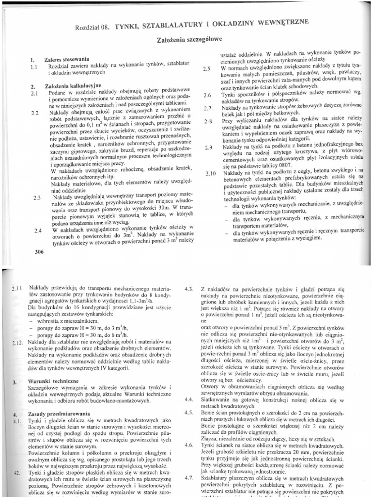 KNR 2-02 Tom 1 Roz.8 Tynki - Szablalatury I | PDF