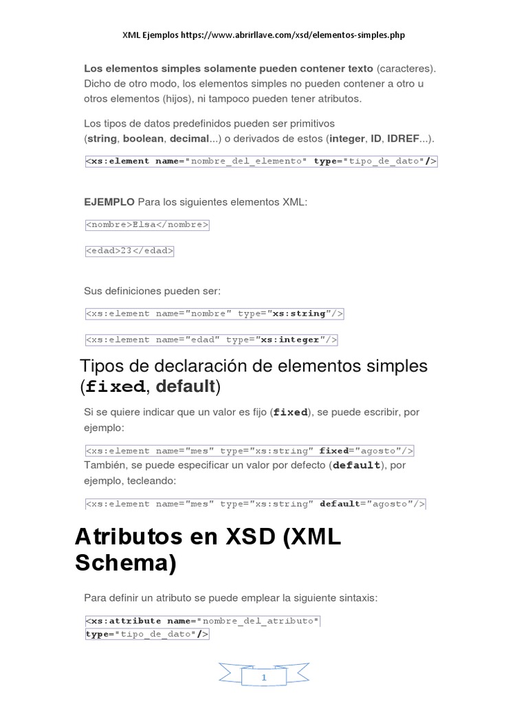 XML Ejemplos | PDF | Xml | Datos de computadora