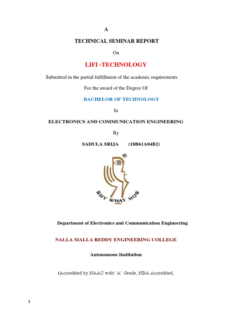 Lifi - Technology: A Technical Seminar Report | PDF | Wi Fi | Wireless