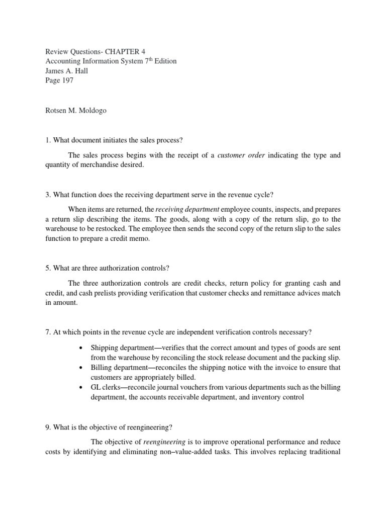 Chapter 4 - Review Questions Accounting Information System | PDF ...