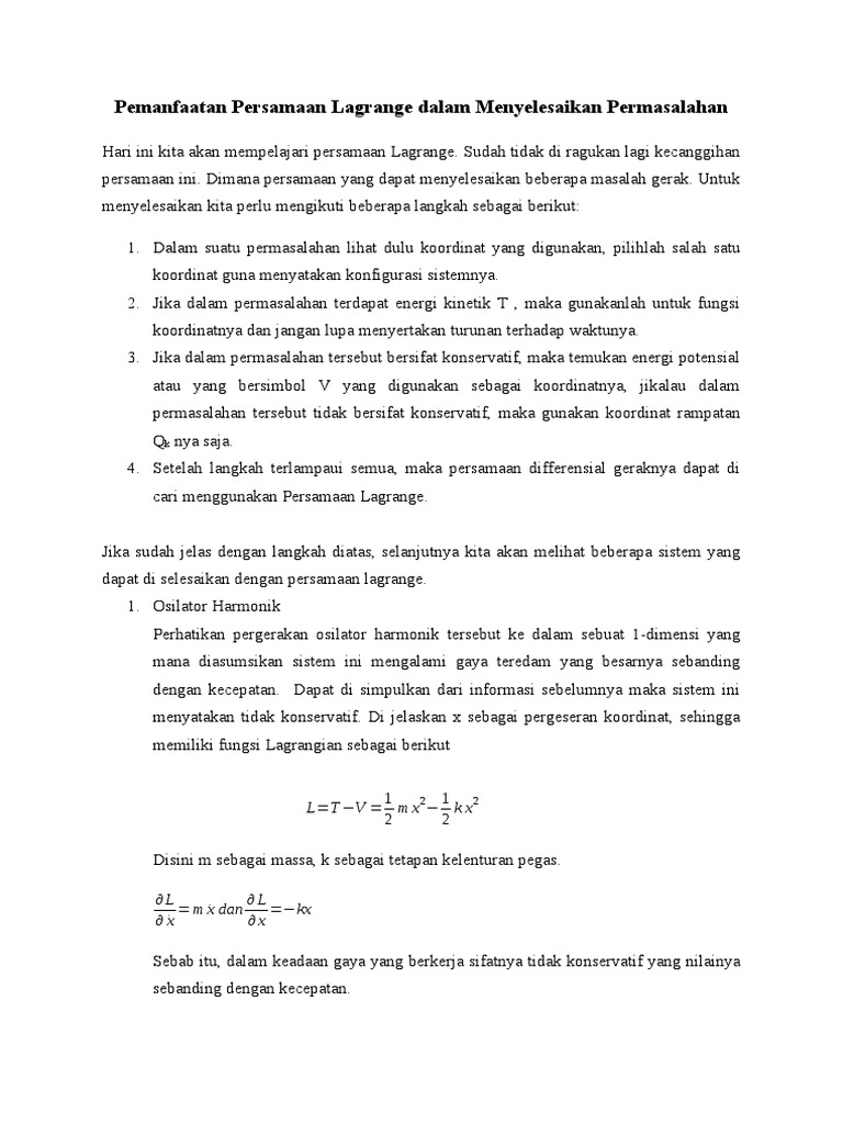 Persamaan Lagrange | PDF