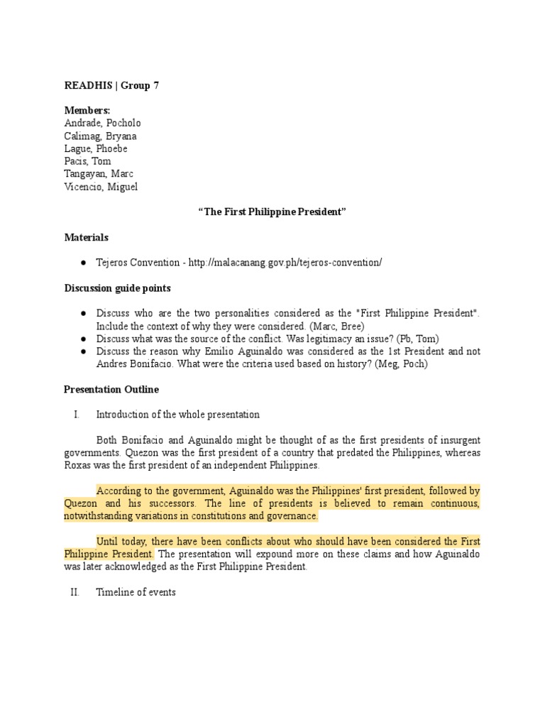 READHIS - The First Philippine President | PDF | Philippines