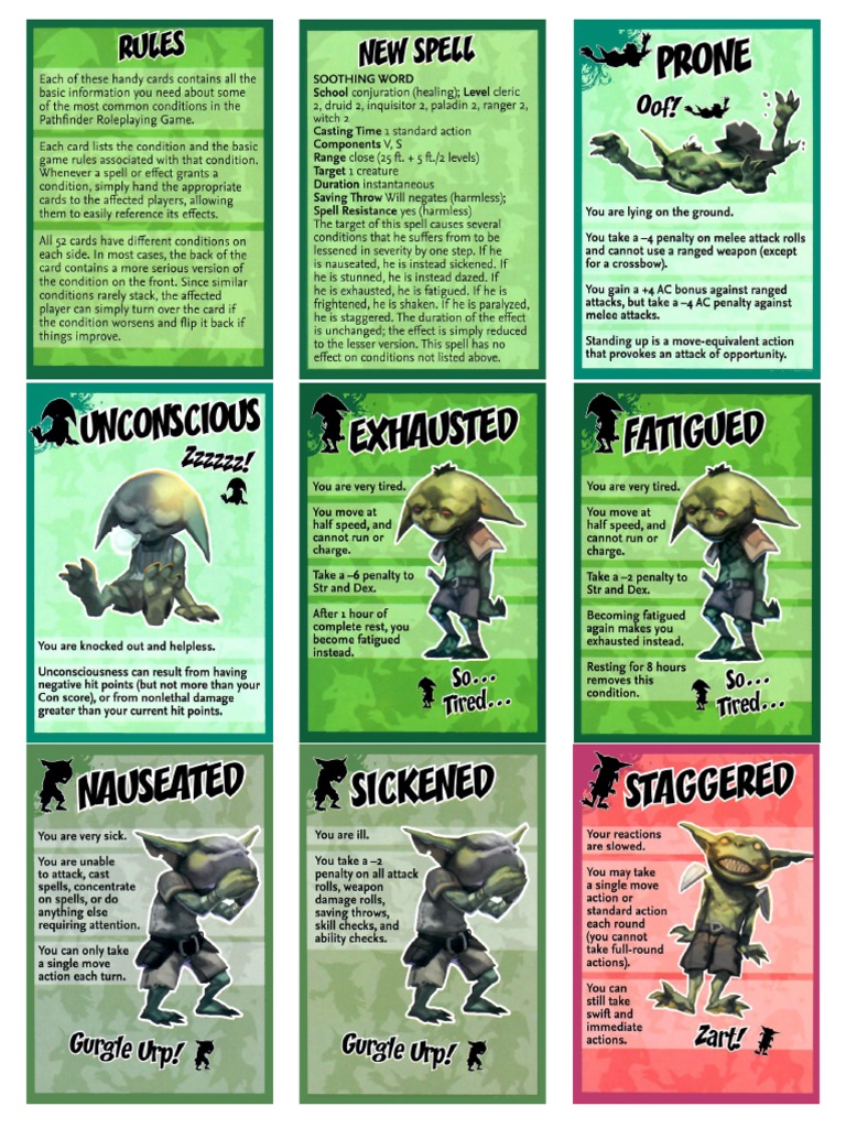 Pathfinder Condition Cards - Sheets | PDF
