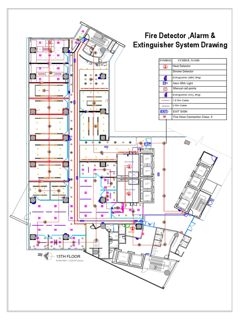 Fire Protection System Layout: A Comprehensive Drawing of Detectors ...