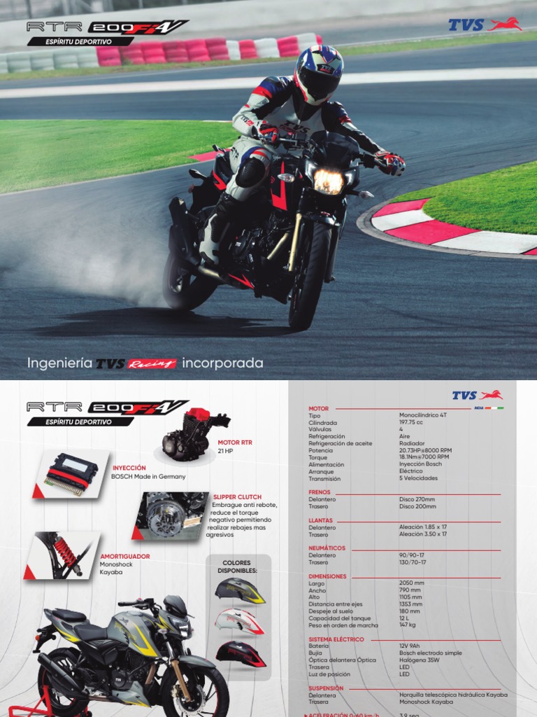 Ficha Tecnica RTR 200 - Version FI | PDF | Vehículos | Vehículo de motor