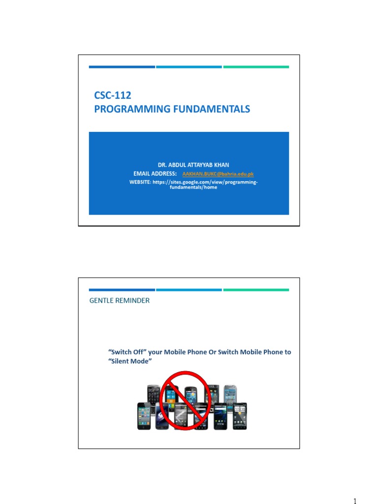 CSC-112 Programming Fundamentals - An Overview of Programming Languages and Problem Solving ...