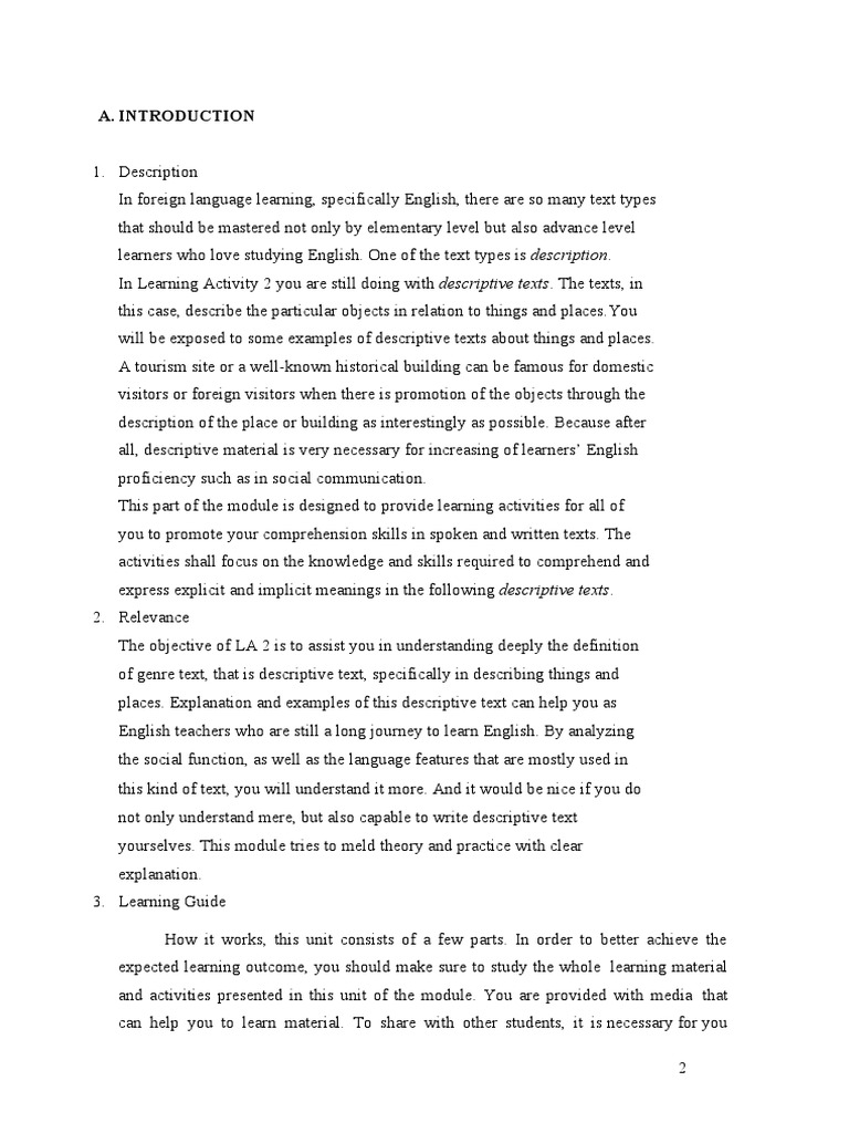 A2M3 - Descriptive Text (Things and Places) | PDF | Learning | Guitars