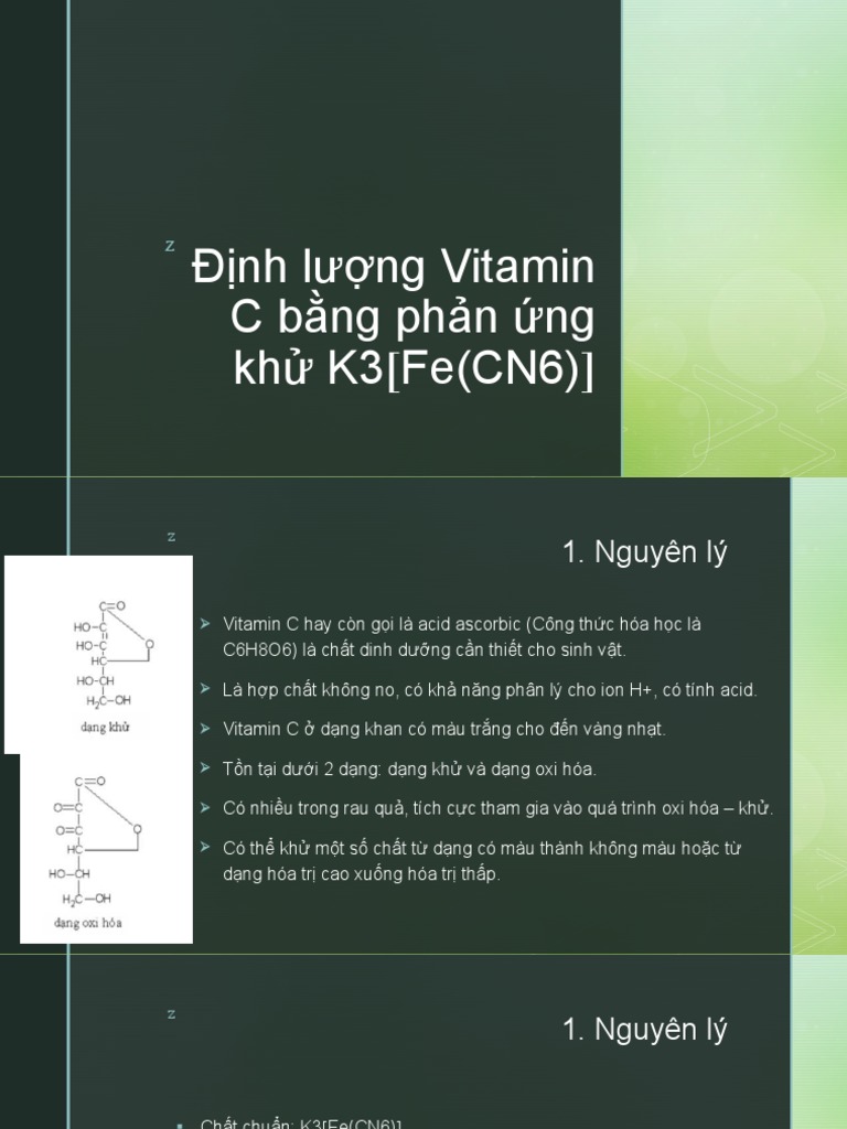Định lượng Vitamin C bằng phản ứng K3FeCN6 | PDF