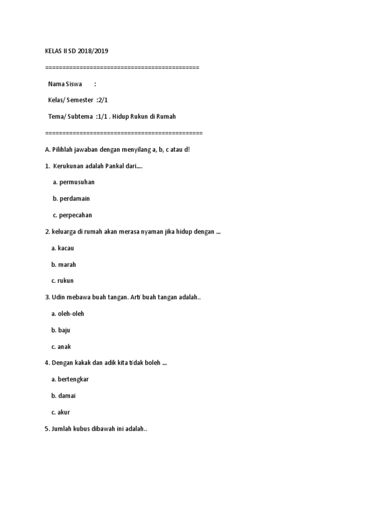 Kelas II SD 201-Wps Office | PDF