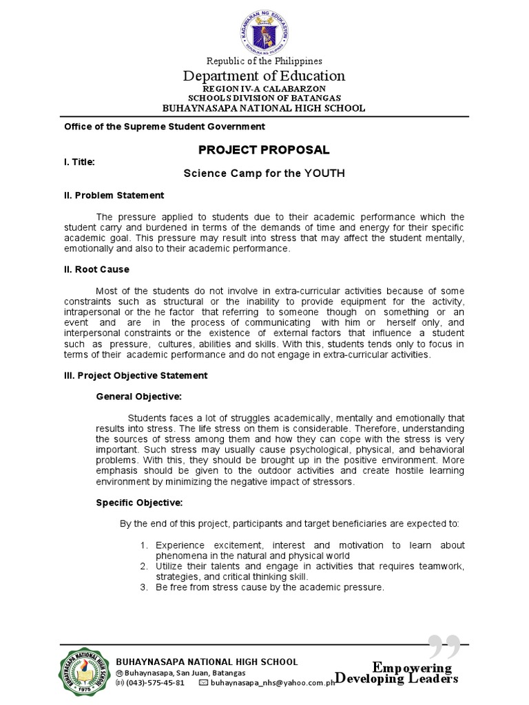 Department of Education: Project Proposal | PDF | Teachers | Cognition