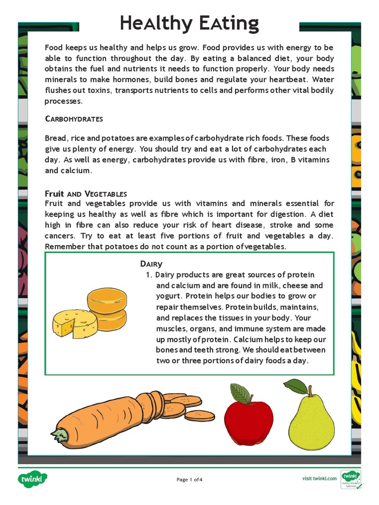 23 Healthy Eating Reading Comprehension DikonversiOK | PDF | Healthy ...