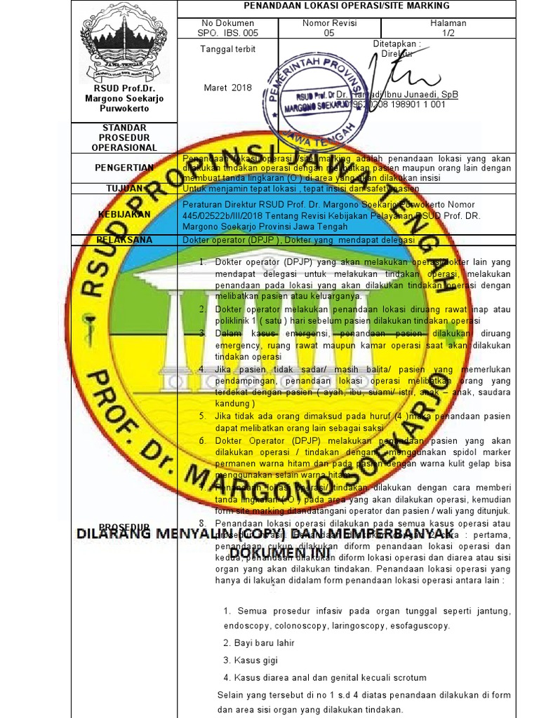 SPO IBS 005 PENANDAAN LOKASI OPERASI SITE MARKING New Jan 19 | PDF