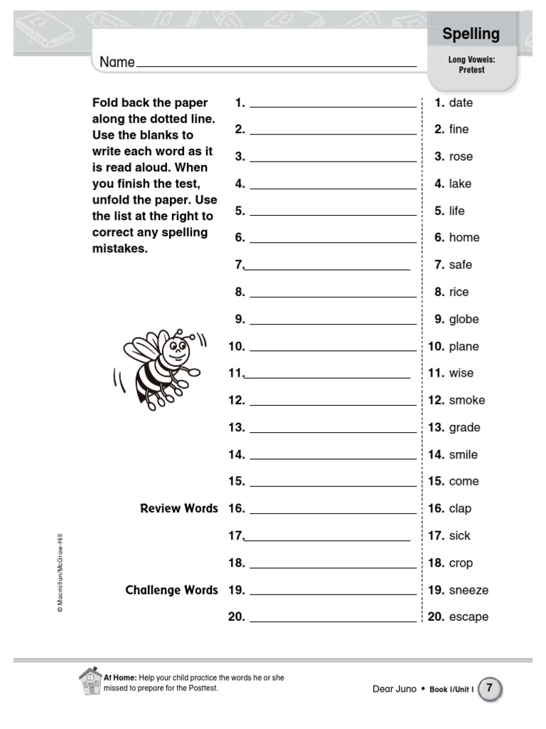 Dear Juno Spelling Book | PDF