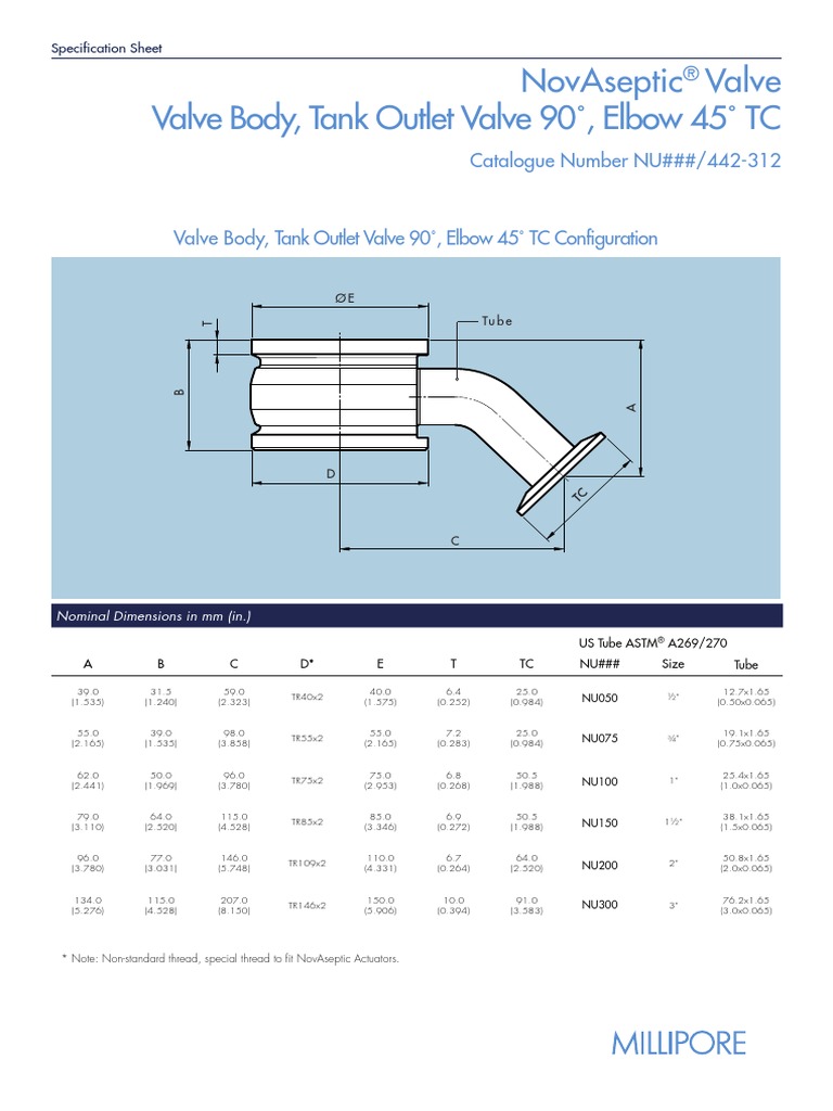 Novaseptic Valve Valve Body, Tank Outlet Valve 90, Elbow 45 TC | PDF ...