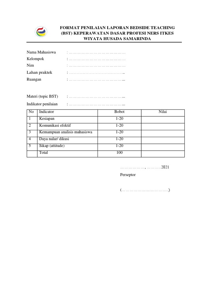 Format Penilaian Bedside Teaching | PDF | Metode & Bahan Ajar