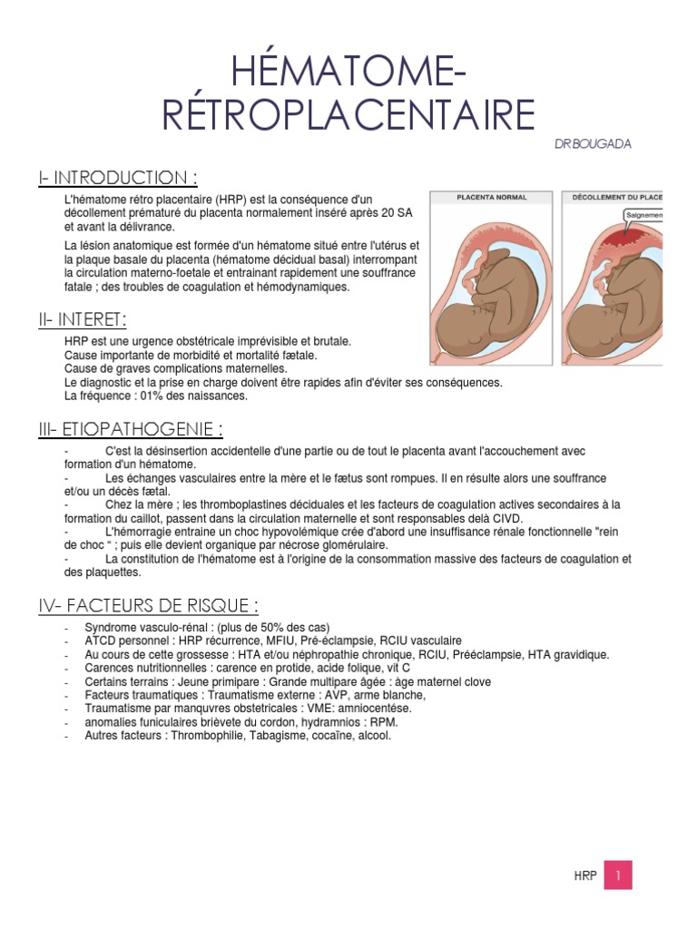 Hématome Rétroplacentaire : Diagnostic et Risques | PDF | Accouchement ...