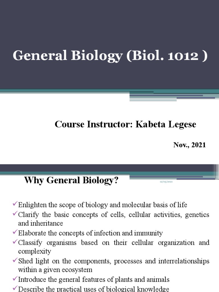 General Biology (Biol. 1012) : Course Instructor: Kabeta Legese | PDF ...