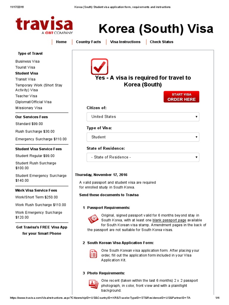 Korea (South) Student Visa Application Form, Requirements and ...