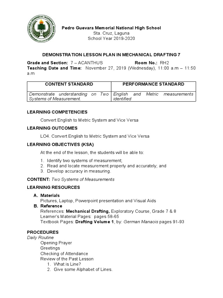 Demonstrate Understanding On Two Systems of Measurement. English and ...