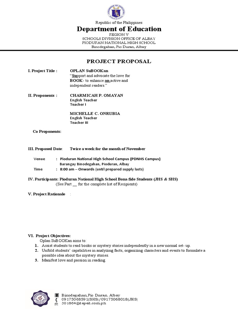 Department of Education: Project Proposal | PDF