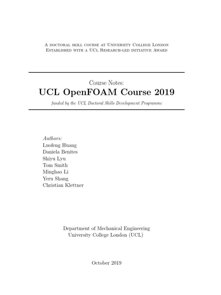 OpenFOAM Course Notes Release v1.0 | PDF | Fluid Dynamics | 64 Bit ...