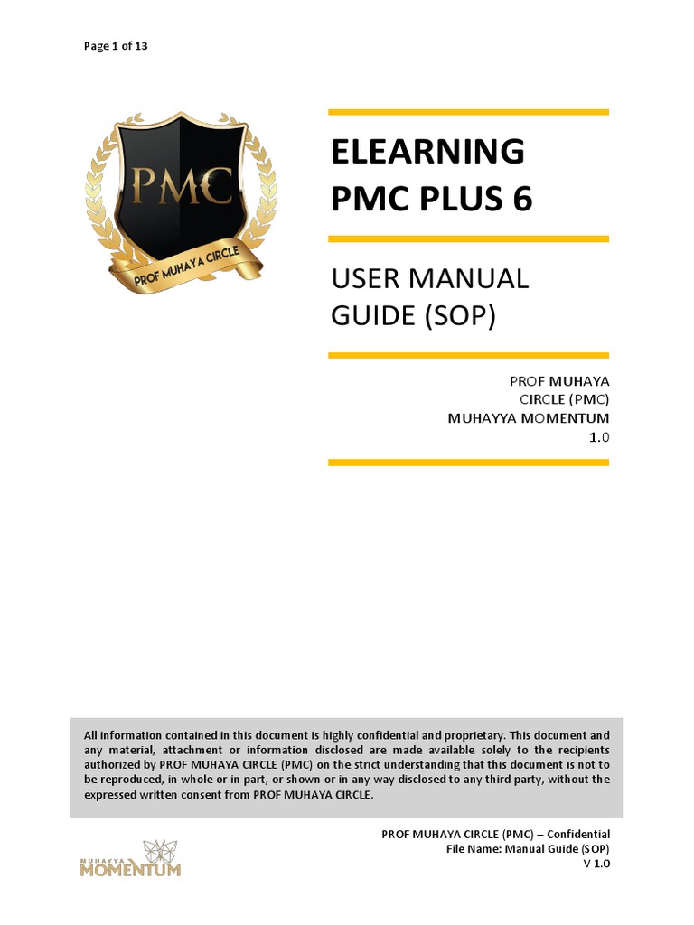 User Manual Guide - Elearning PMC Plus 6 (PMC) | PDF | Login | User ...
