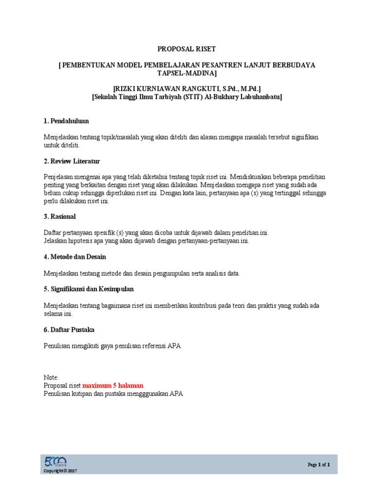 PROPOSAL RISET TEMPLATE - Indonesia | PDF | Karier & Perkembangan